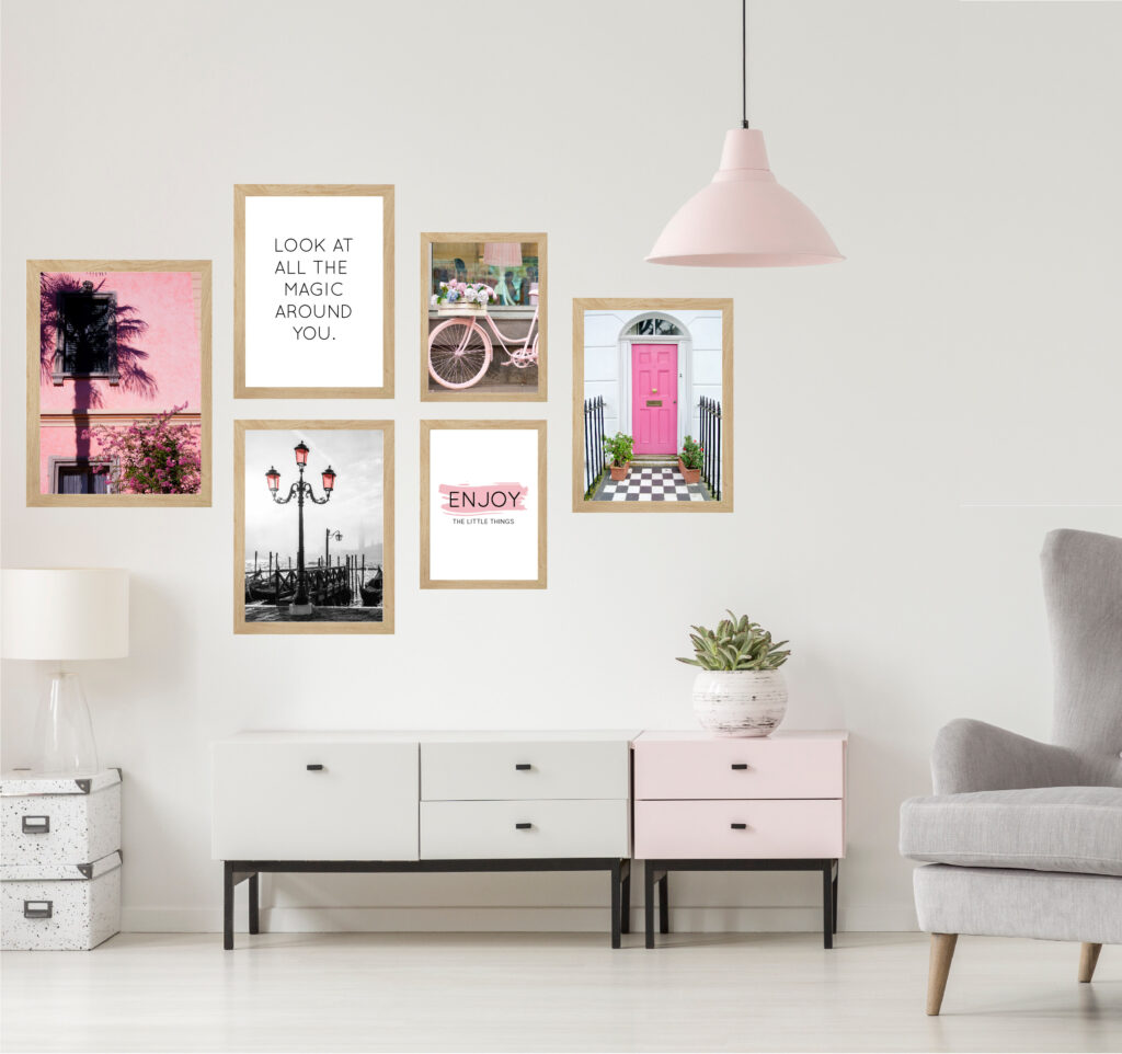 Set 6 Cuadros Irregulares Enjoy Pink – Lala ♥ Ideas Deco