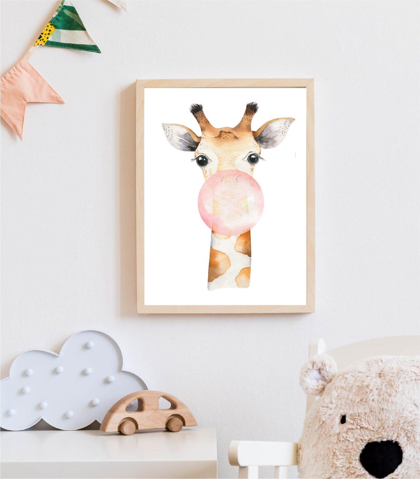 Cuadro con lámina Jirafa Chicle – Lala ♥ Ideas Deco